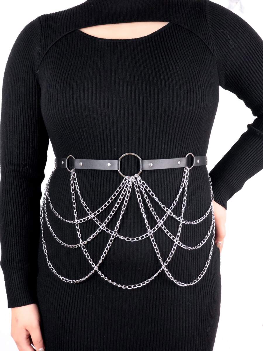 Plus Size Chain & Studded Decor Belt | SHEIN USA
