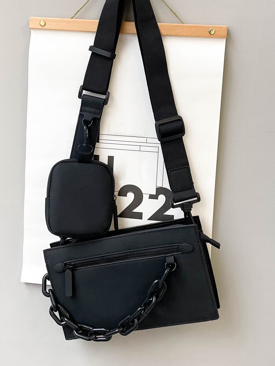 Women's Two Pieces Set Chain Strap Coin Pouch Shoulder BagWomen's Two ...