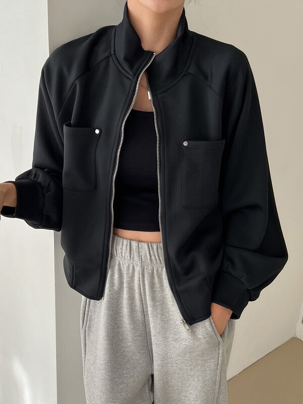 DAZY Raglan Sleeve Zip Up Jacket | SHEIN USA