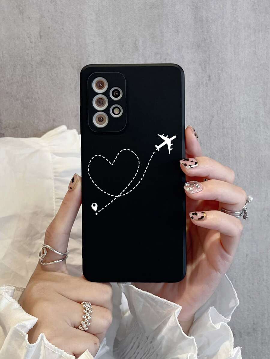 Capa macia com estampa de coração e avião, capa de celular fashion ...