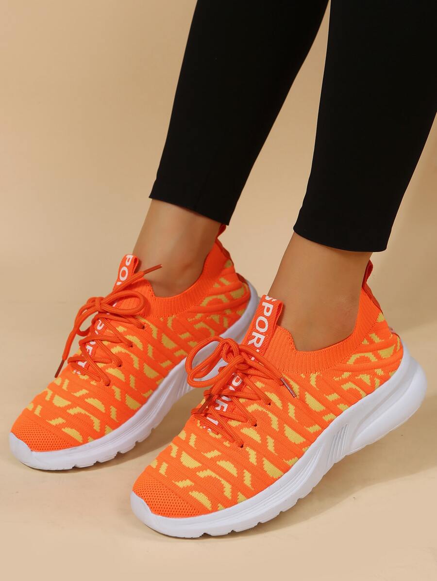 Letter Patch Decor Lace-up Front Running Shoes | SHEIN USA