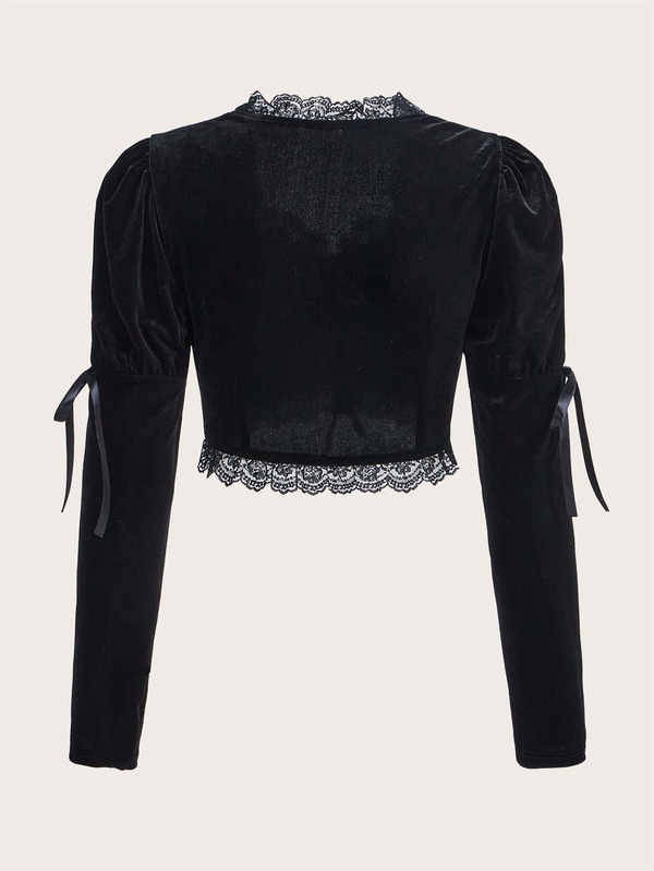 ROMWE Goth Crop Top mit Samt Kontrast Spitzen, Band vorne | aktuelle ...