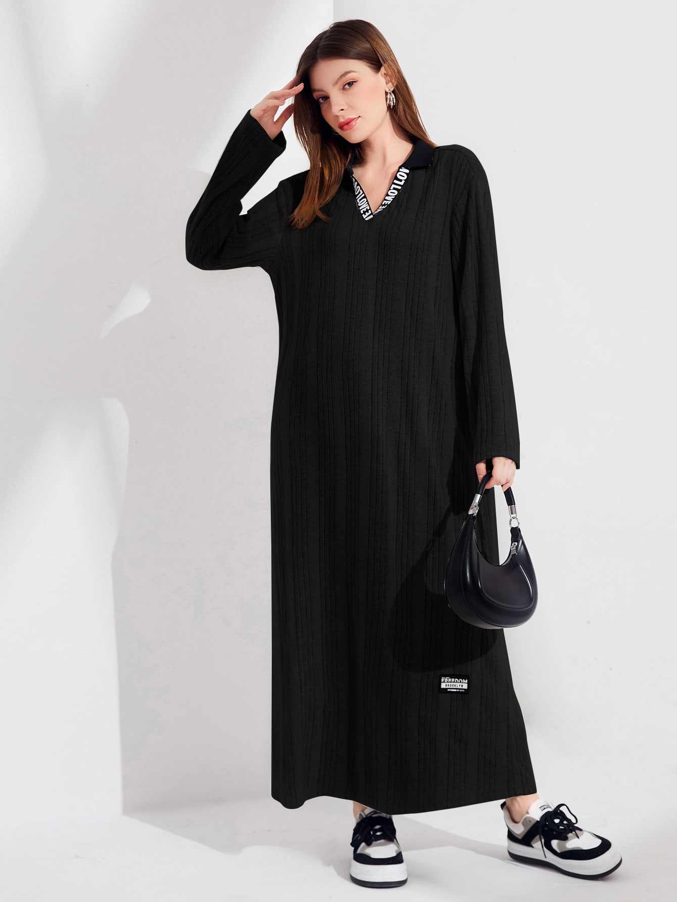 Shein Mulvari Letter Graphic Contrast Collar Dress Shein Usa