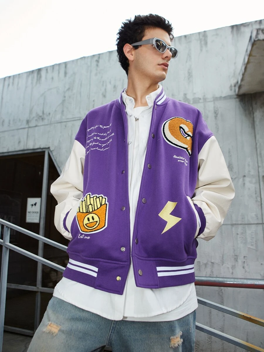 Men Color Block Varsity Jacket | SHEIN USA