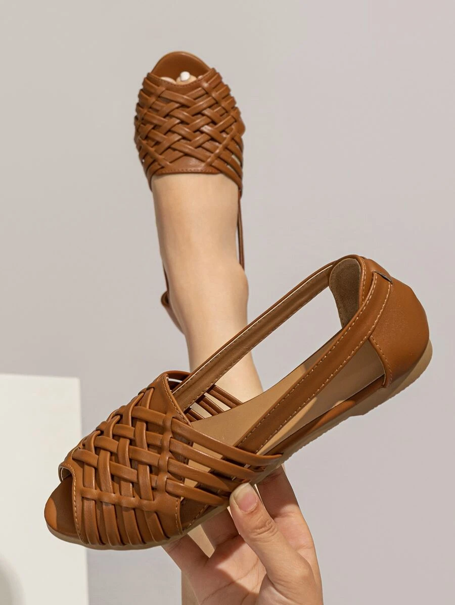 Fall/Winter Women Braided Design Cut Out Flats, Fashion Outdoor Flats ...