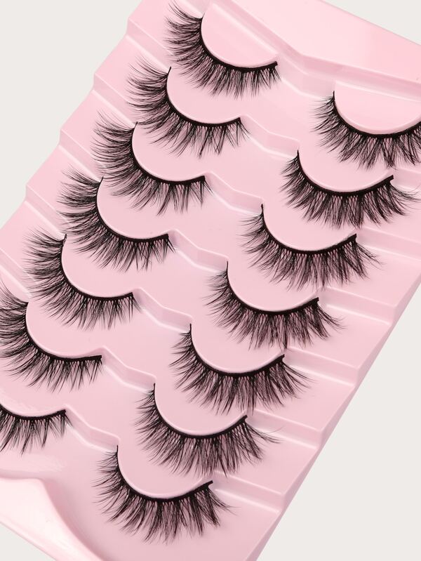 Separated False Eyelashes, 7 pairs 12mm long natural level cross-type ...