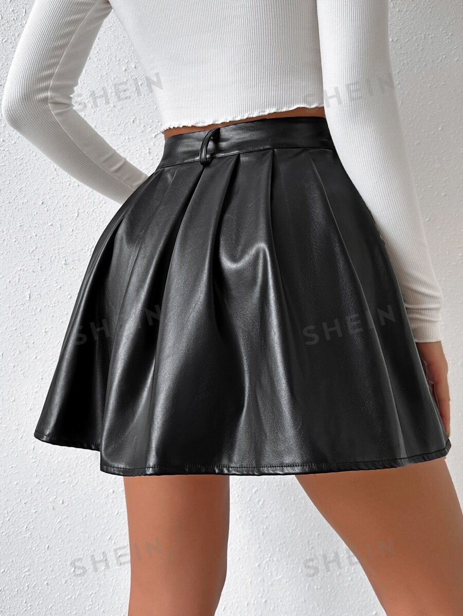 SHEIN Frenchy High Waist PU Pleated Skirt | SHEIN UK