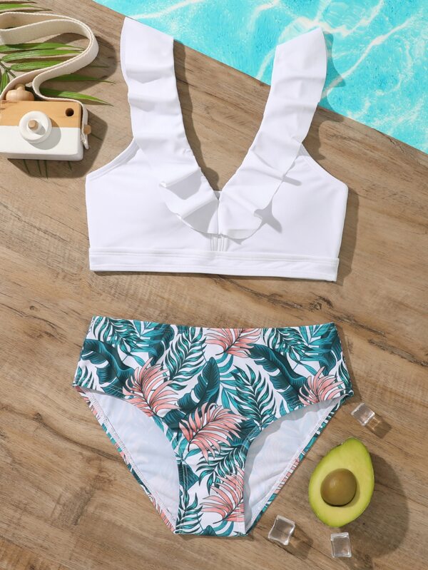 Girls Tropical Print Ruffle Bikini Swimsuit Shein Usa