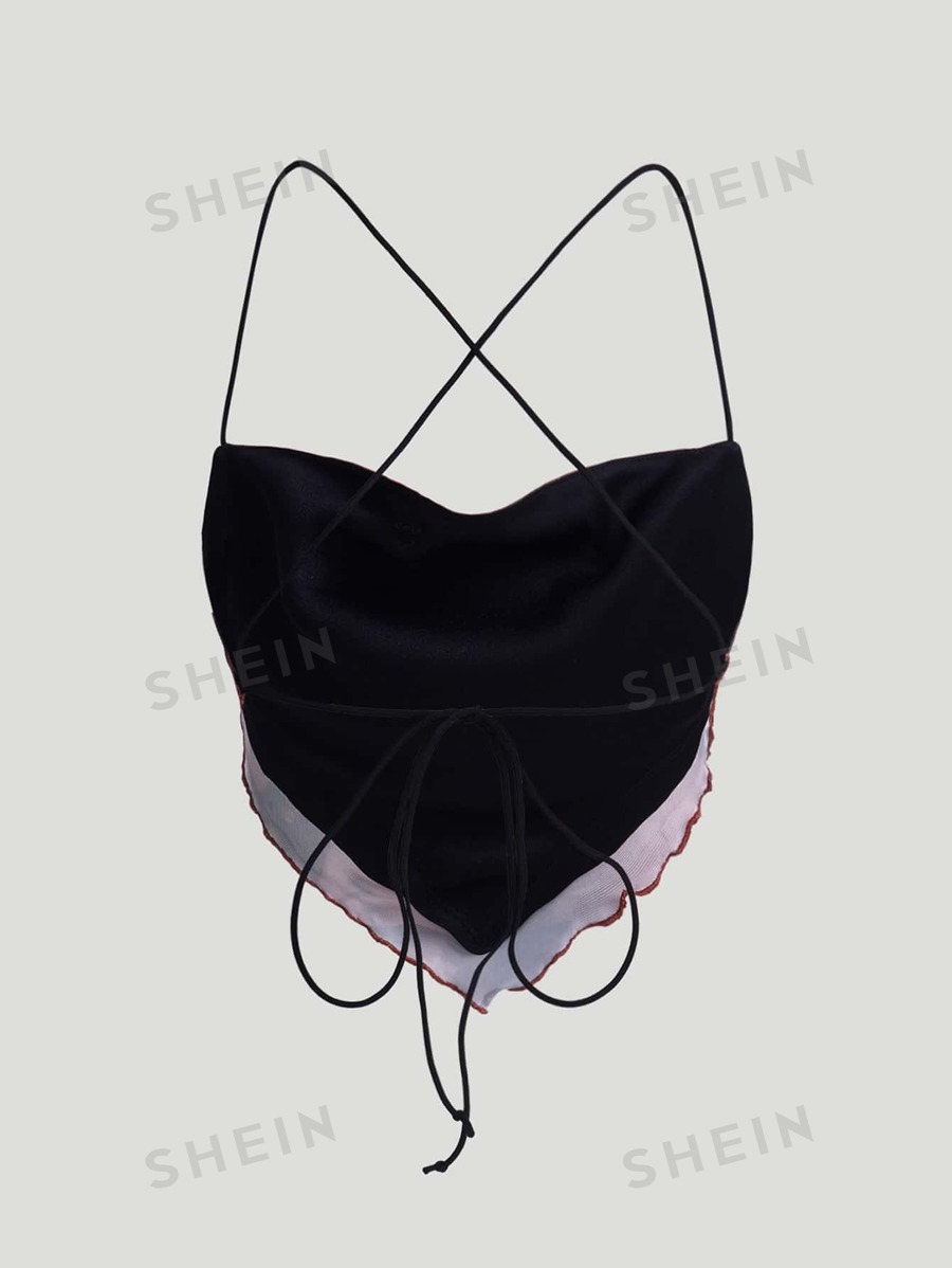 SHEIN MOD Top Corto De Moda Tipo Bandana Con Diseño De Flores Y Parches ...