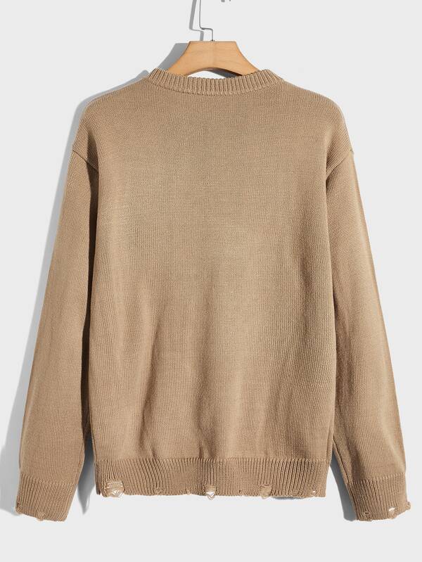 ROMWE Guys Star Pattern Distressed Sweater | SHEIN USA