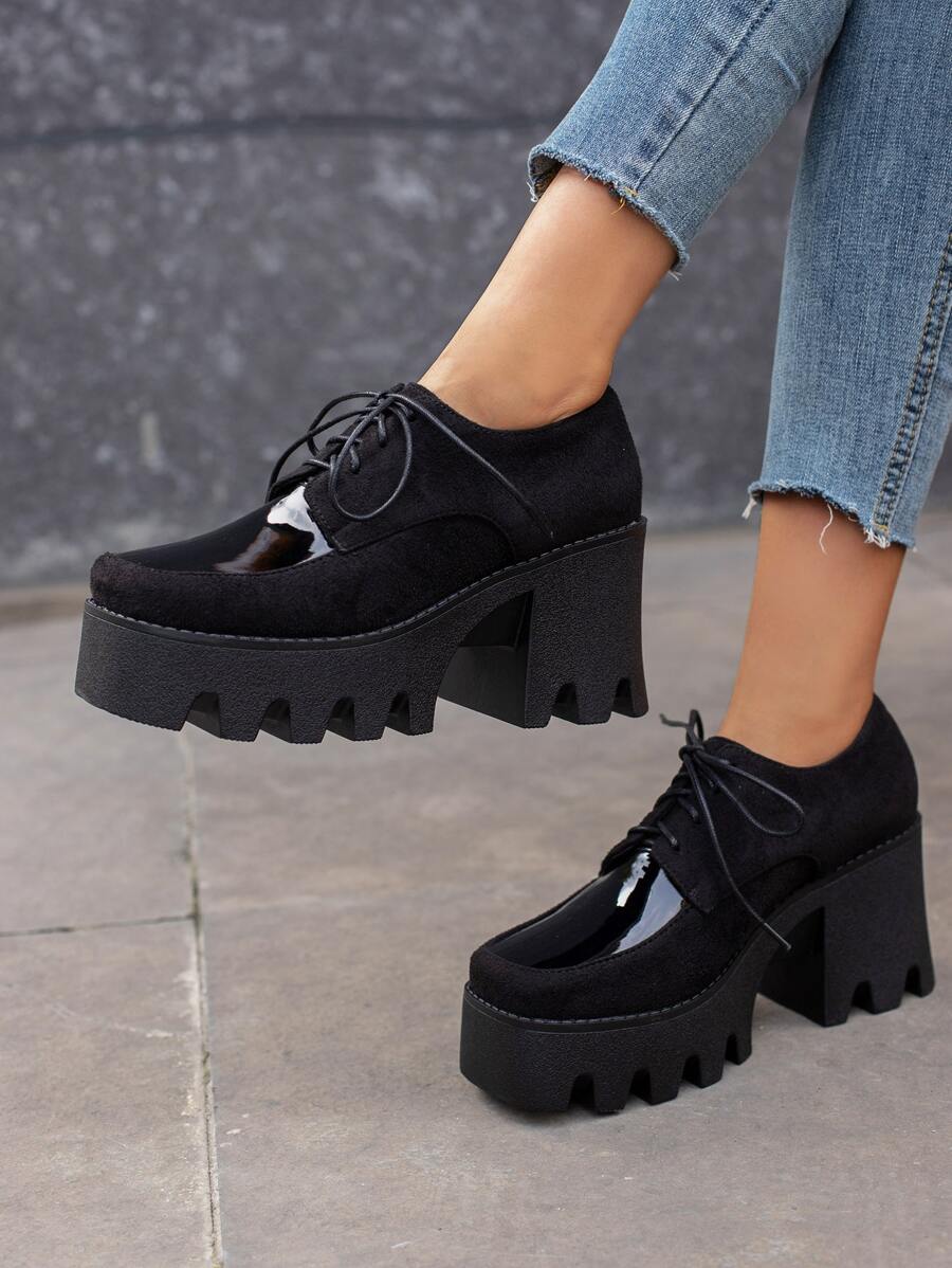 Minimalist Lace-up Front Platform Oxford Shoes | SHEIN USA