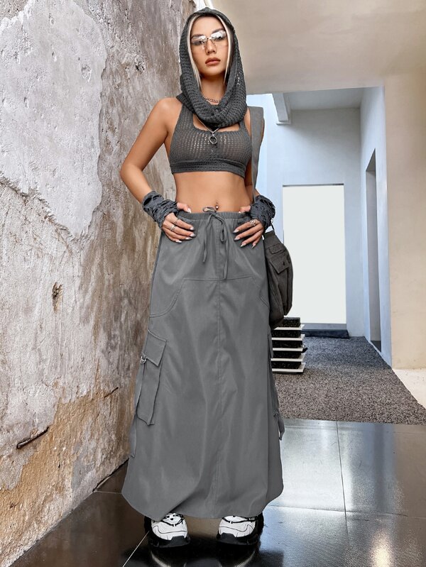 SHEIN ICON Solid Crop Tie Backless Hooded Halter Top Without Gloves ...