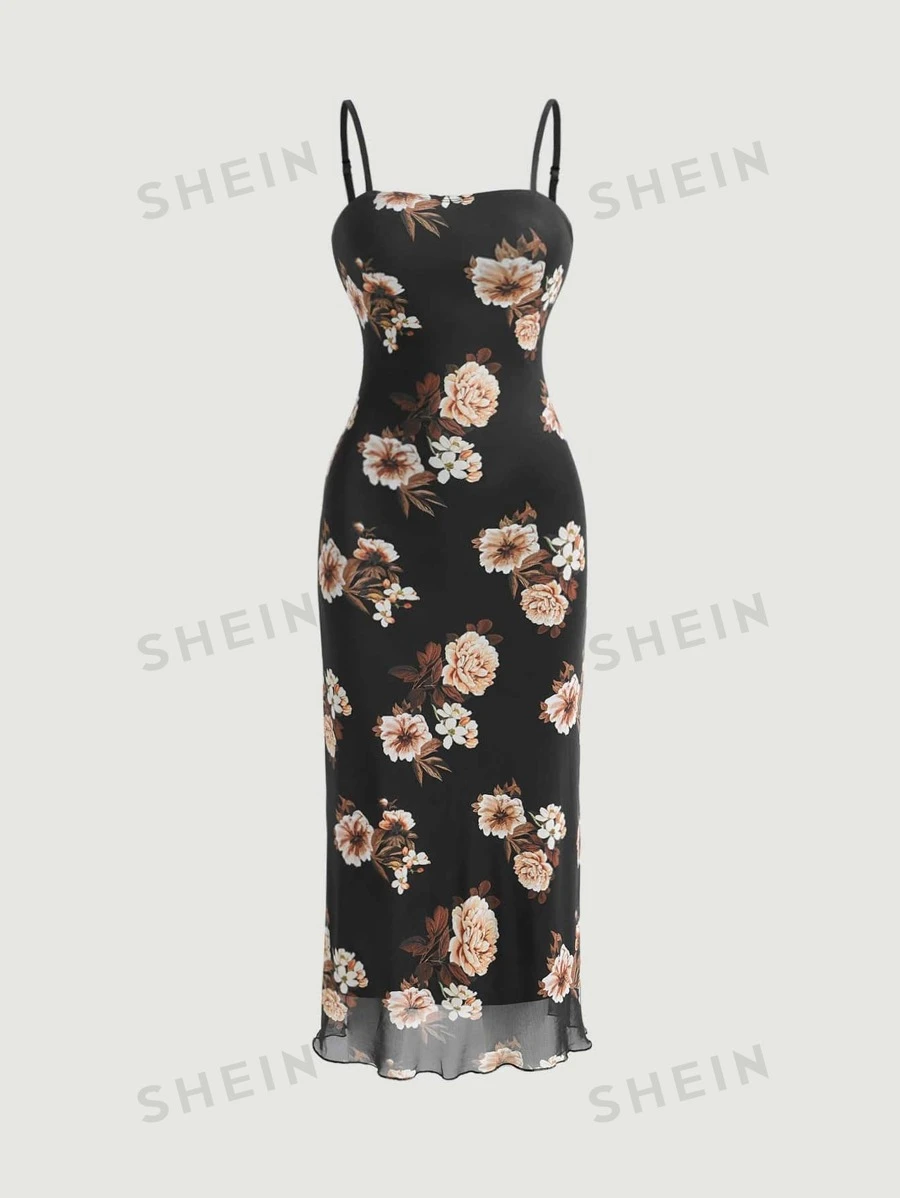 SHEIN MOD Floral Print Lettuce Trim Cami Dress | SHEIN UK