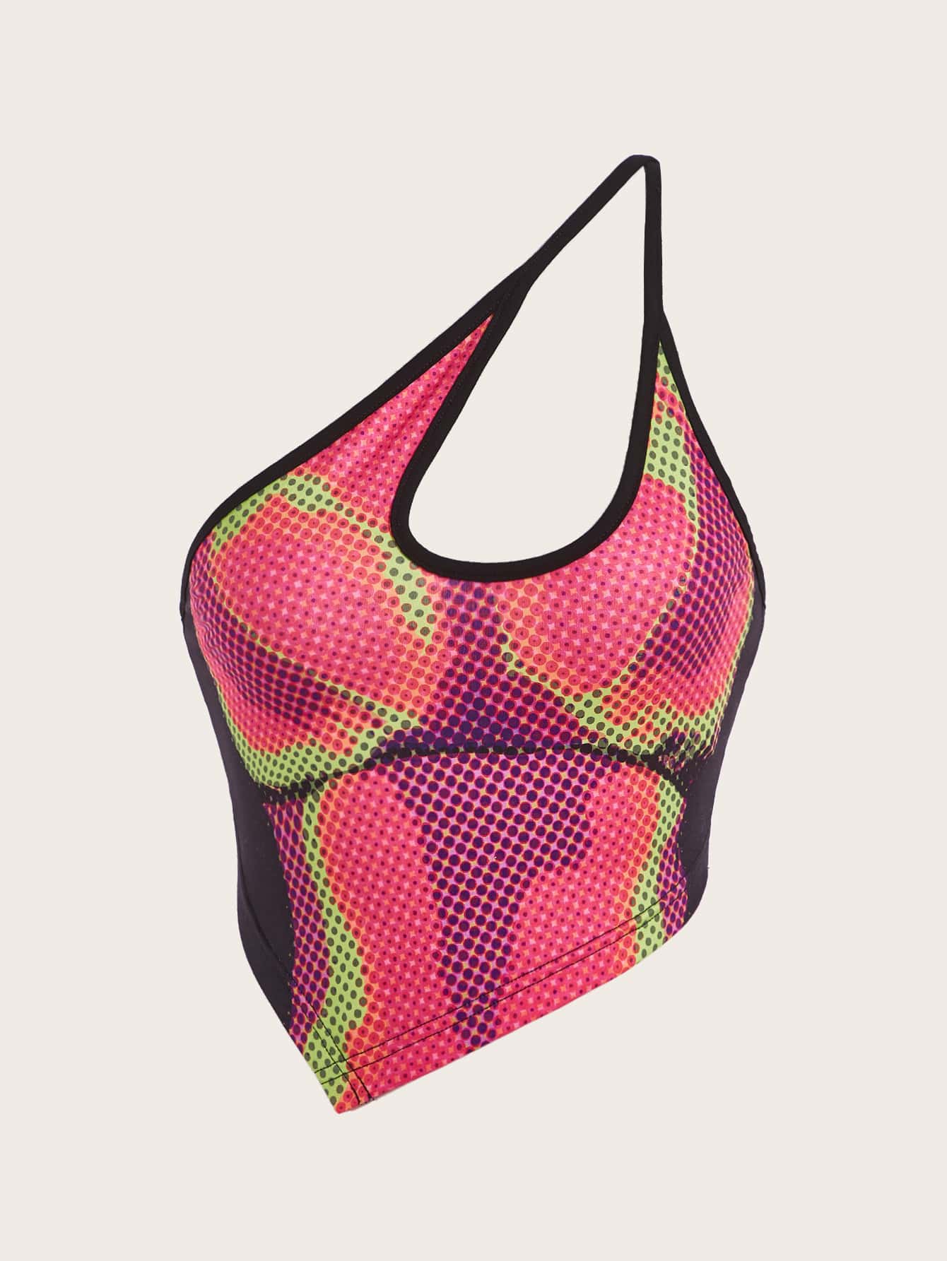 SHEIN ICON Body Heat Map Print Cut Out One Shoulder Hanky Hem Crop Top ...