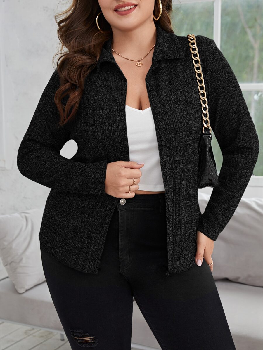 SHEIN Privé Plus Button Front Tee | SHEIN USA