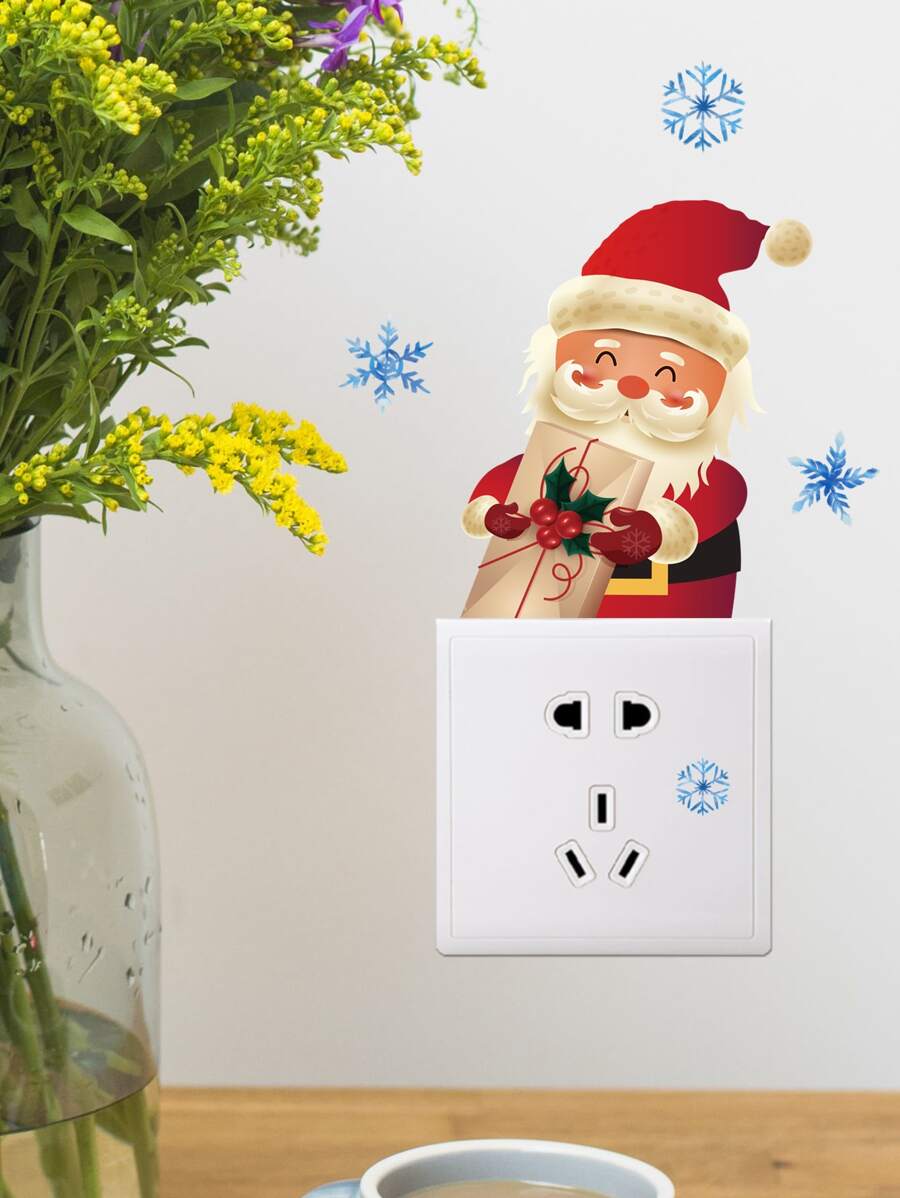 1pc Luminous Santa Claus & Snowflake Printed Light Switch Decal | SHEIN USA
