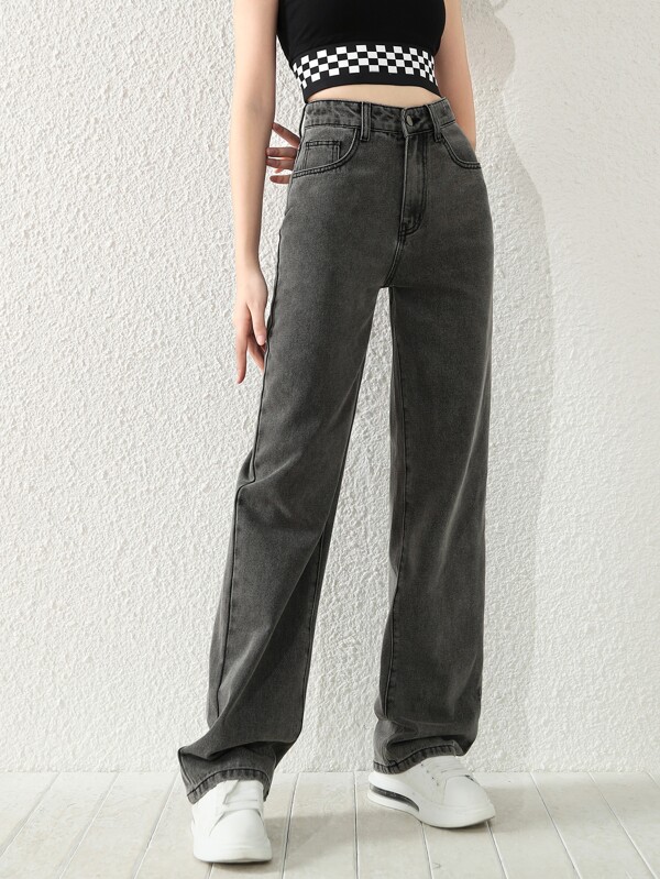 Fille adolescente Jean droit | Mode en ligne | SHEIN FRANCE