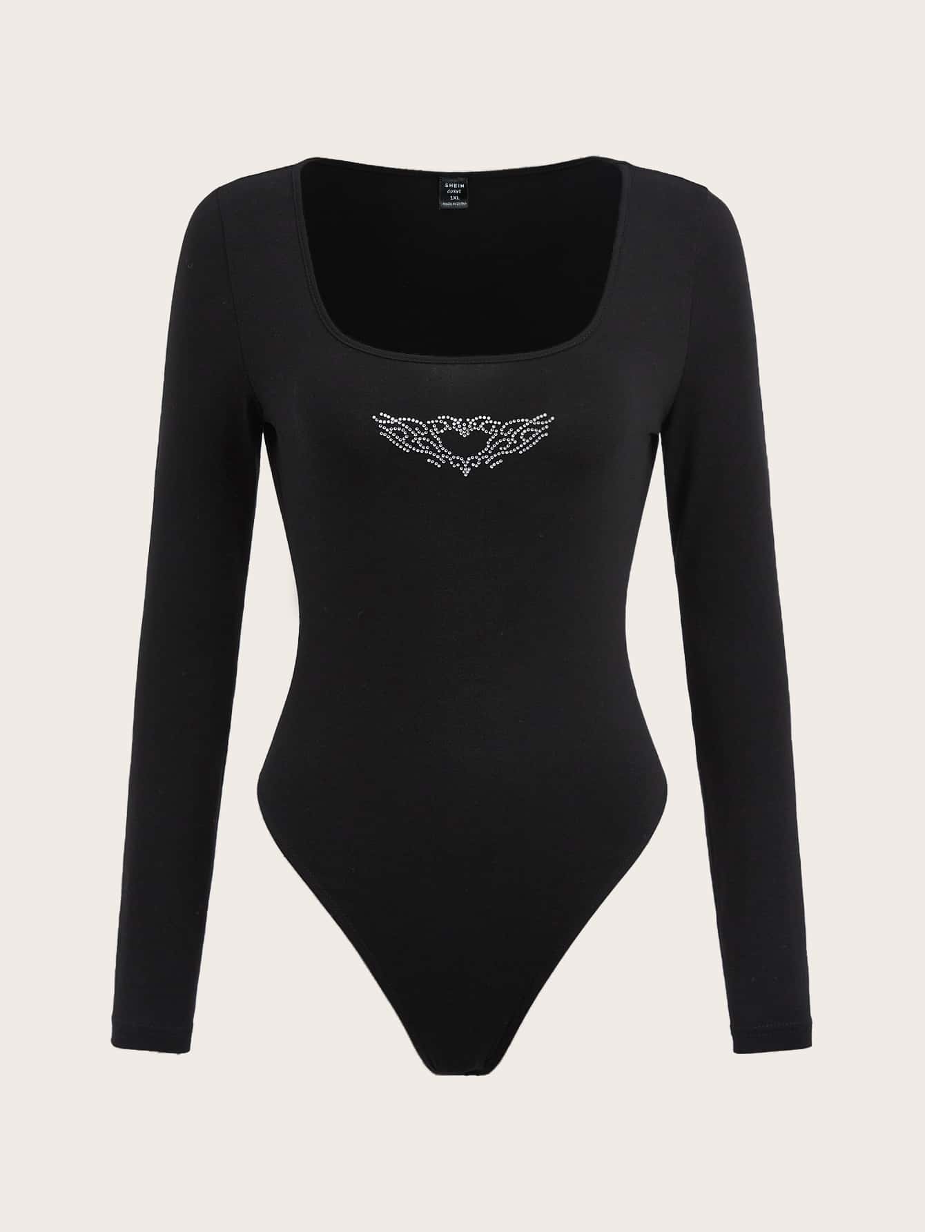 Shein Coolane Body Con Diseño De Diamante De Imitación De Cuello