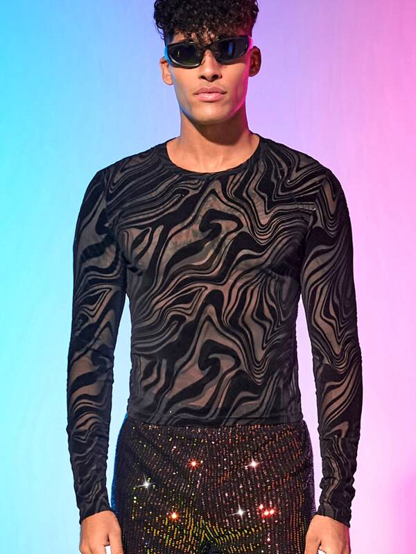 Manfinity Fever City Men Marble Print Mesh Tee | SHEIN USA