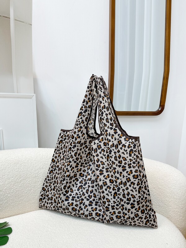 Leopard Print Folding Shopper Bag, Grocery Bag, Large Capacity Travel ...