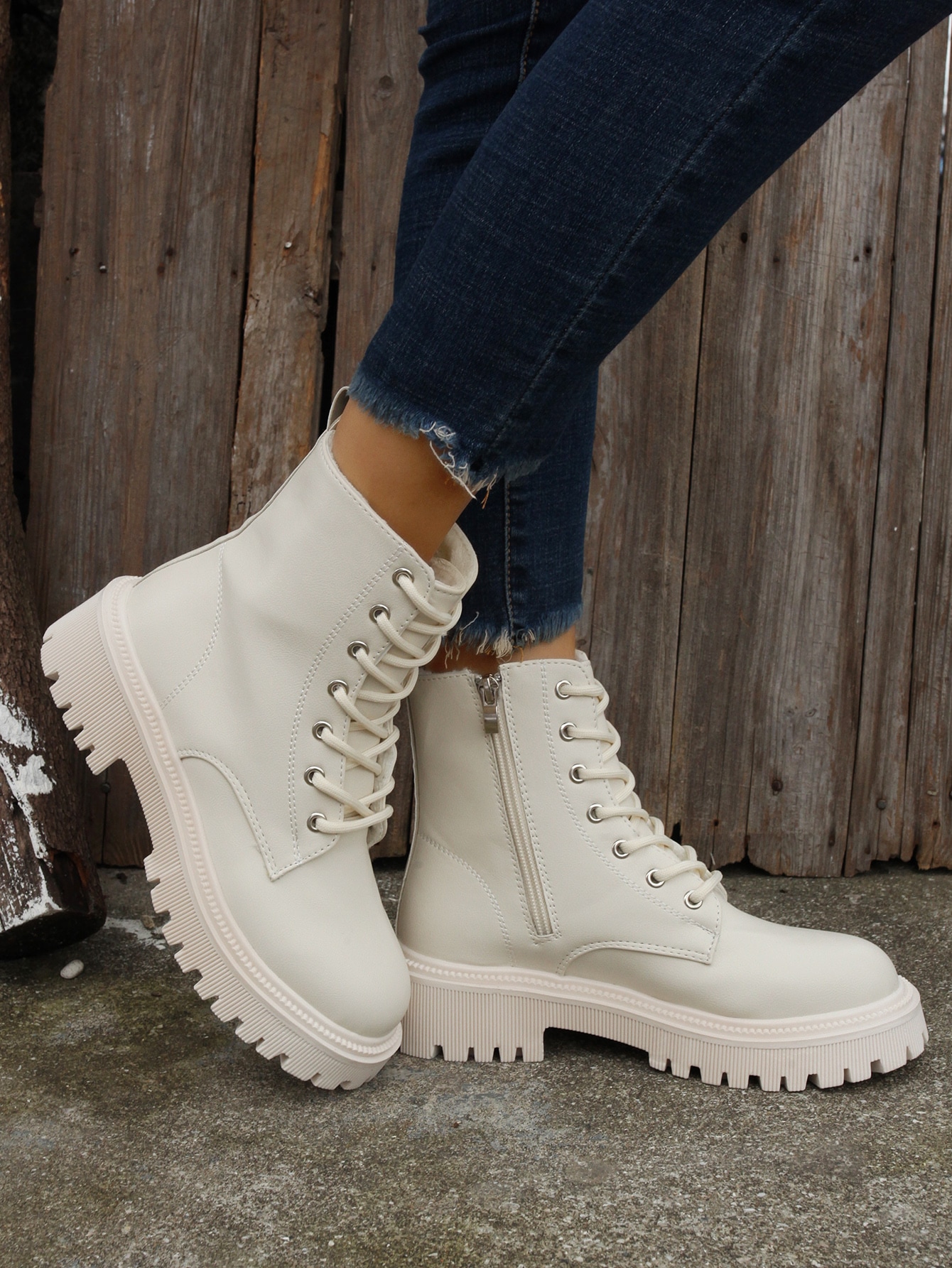 Botas de combate Fecho Lateral frente com cadarço