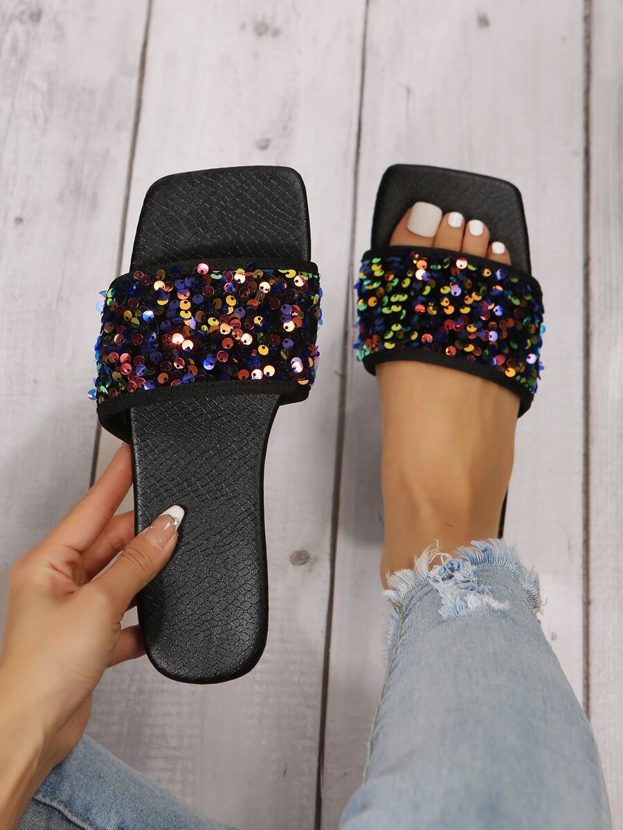 Sequin Decor Slide Sandals | SHEIN USA