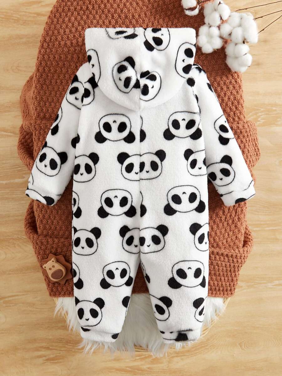 SHEIN Bébé Garçon Combinaison Motif Panda À Capuche En Flanelle | Mode ...