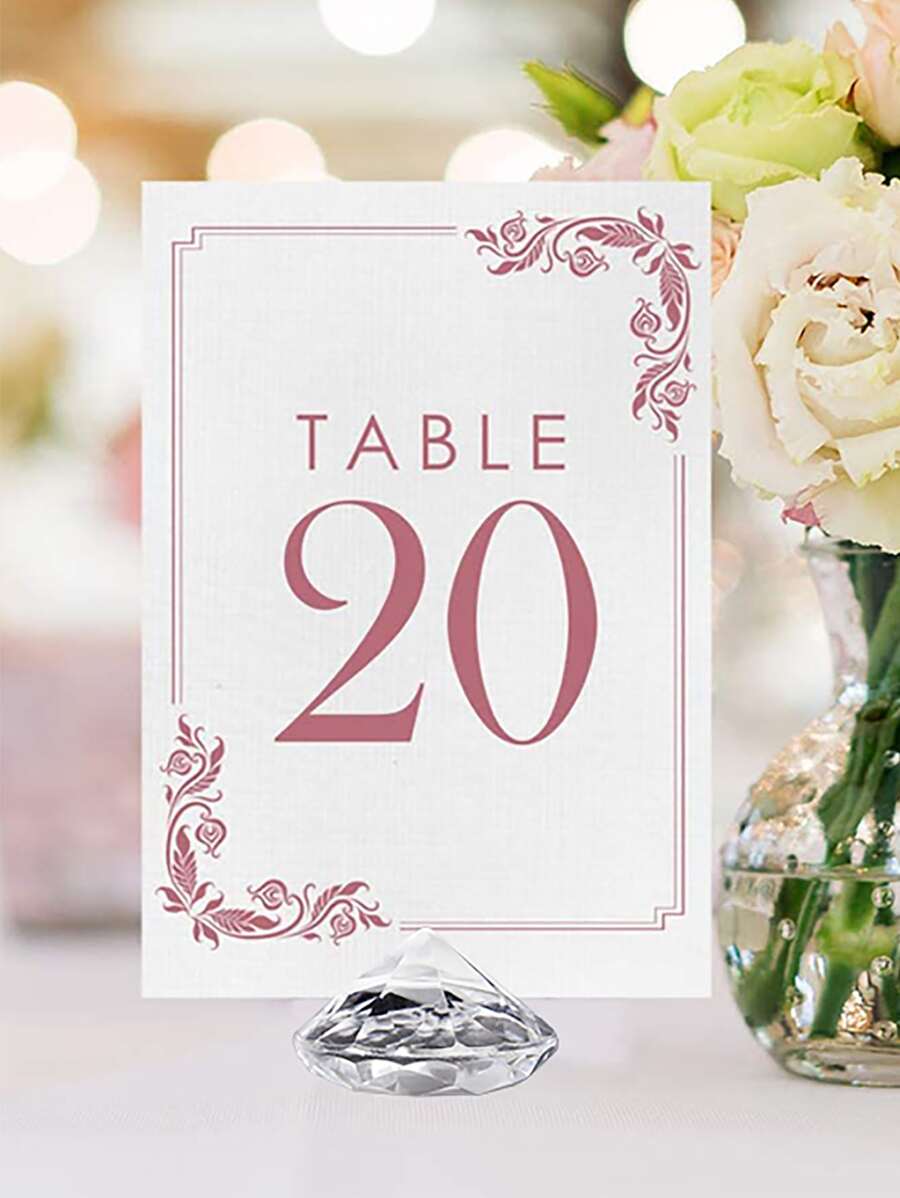 5pcs Diamond Acrylic Table Place Card Holder, Crystal Table Number Name ...