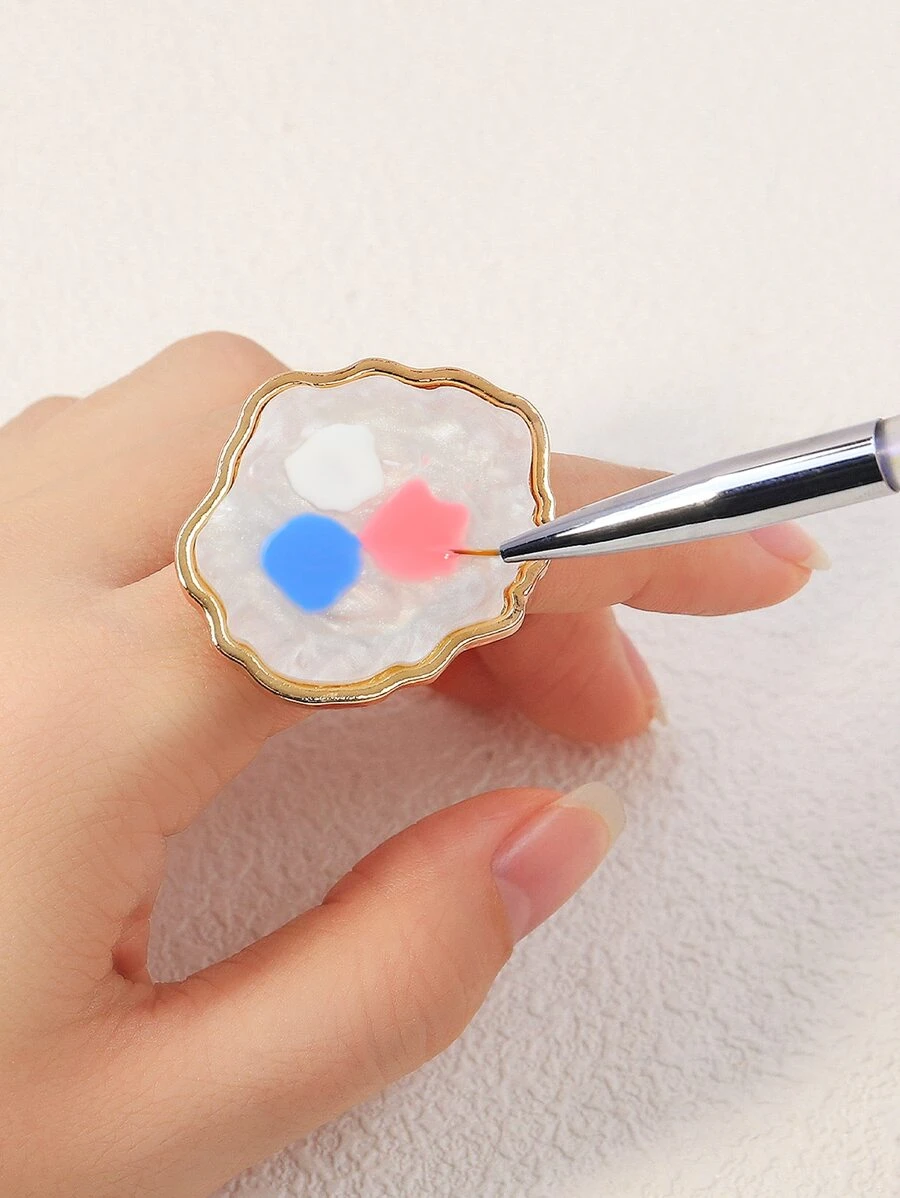 White Ring Palette 1pc Is Made Of Resin And Metal, Phnom Penh Color ...