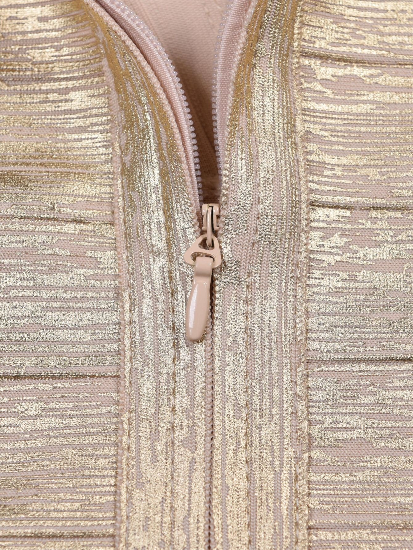 Adyce Mesh Insert Metallic High Waist Bodycon Bandage Cocktail Formal