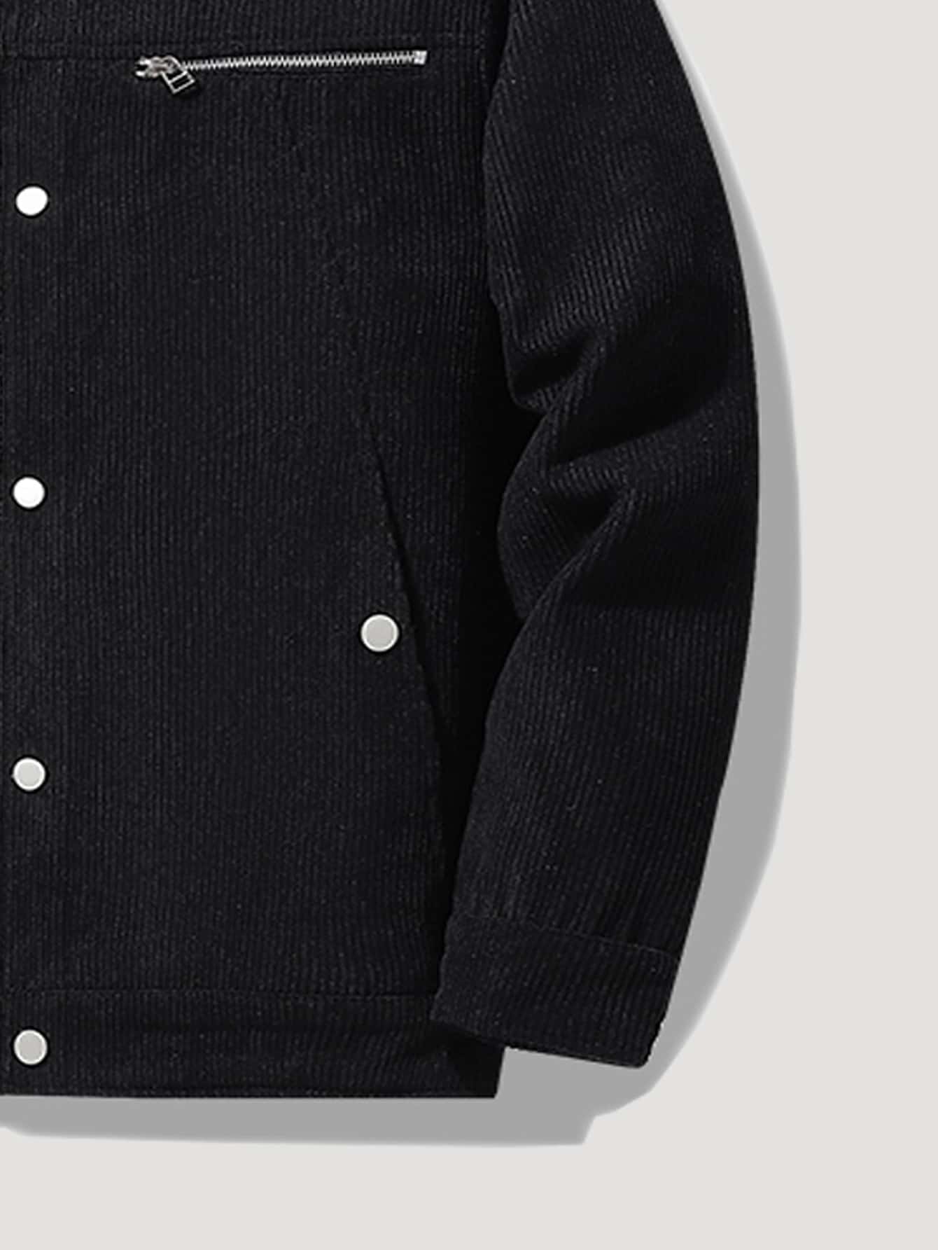 Homens Botão Frontal Forro de Pelúcia Cordão Jaquetas | SHEIN Brasil