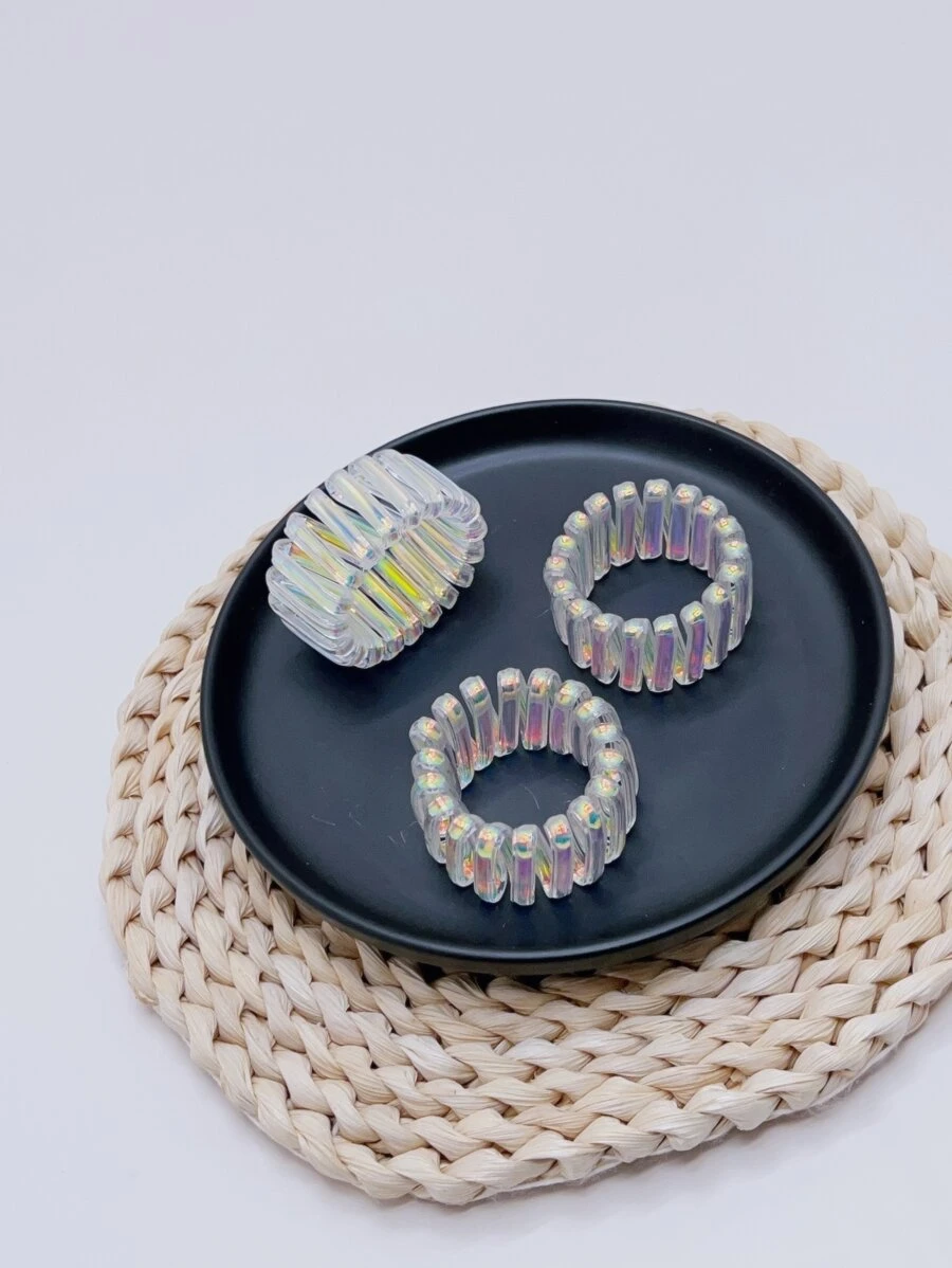 3pcs Holographic Coil Wire Hair Tie | SHEIN USA