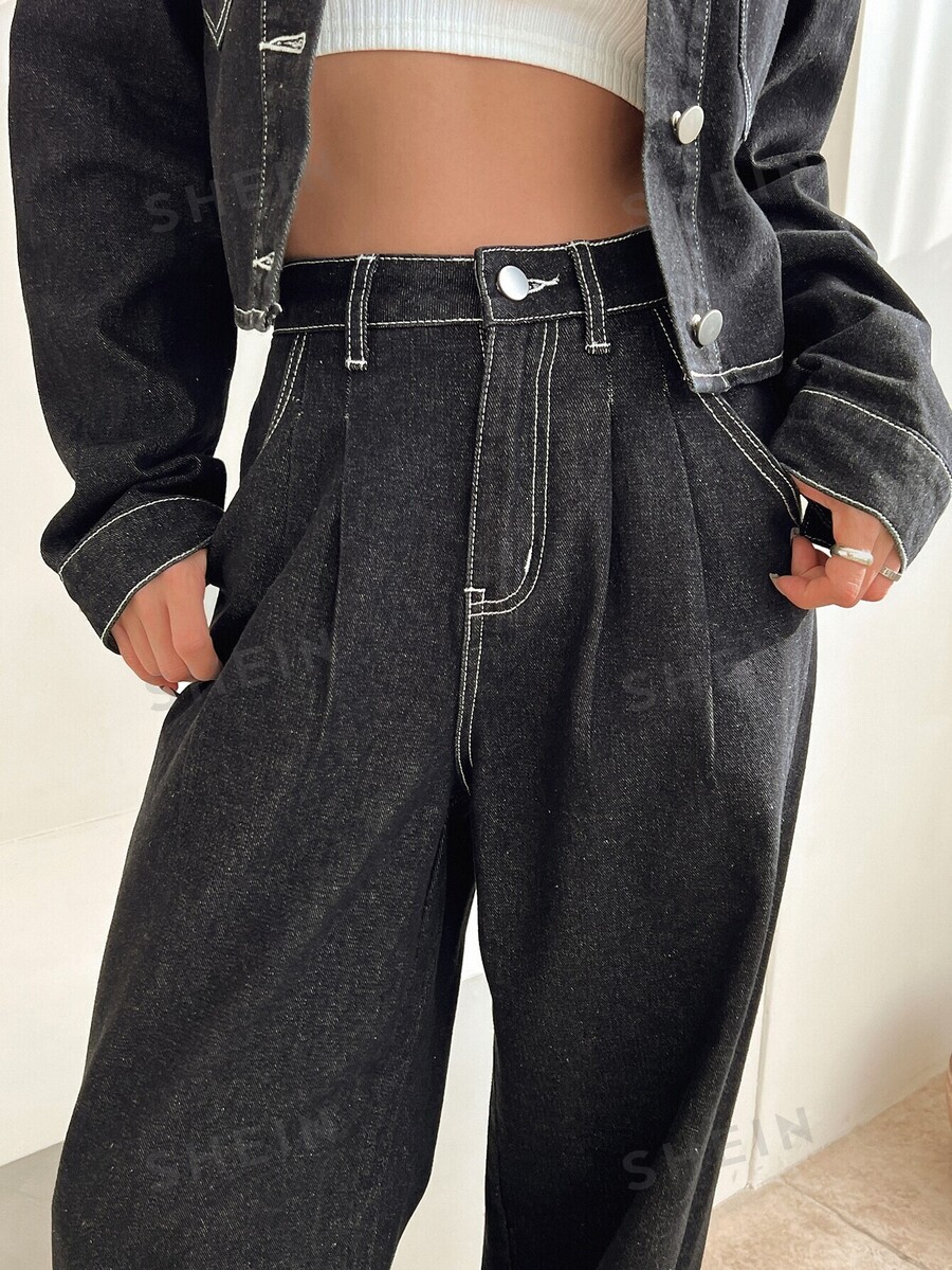 DAZY デニムジャケット&ワイドレッグジーンズ | SHEIN JAPAN