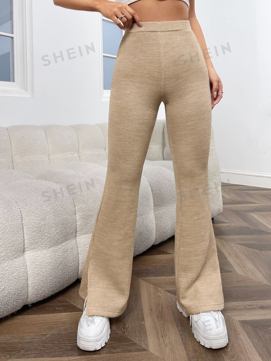 Shein Ezwear High Waist Split Hem Flare Leg Trousers Shein Uk
