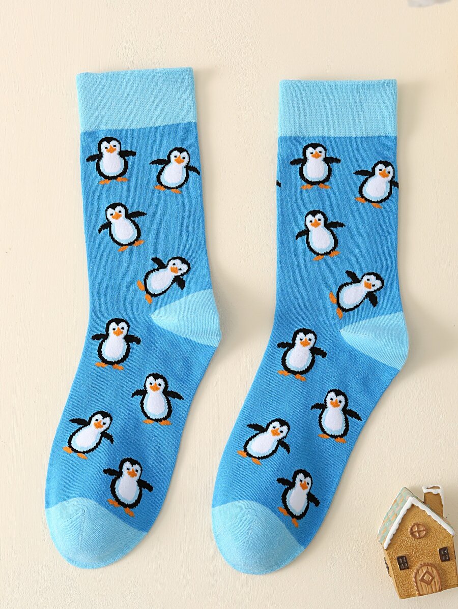 Cartoon Penguin Pattern Crew Socks | SHEIN USA