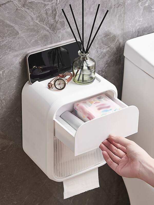 1pc Wall Mounted Multifunction Tissue Storage Box, Multifunction ...