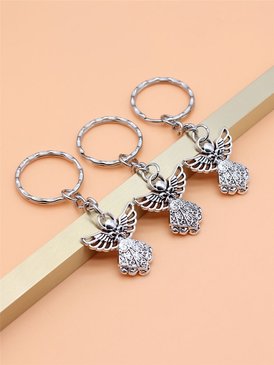 3pcs/Set 26x23mm Angel Charms Pendant Keychain 25mm Outer DIA Embossed ...