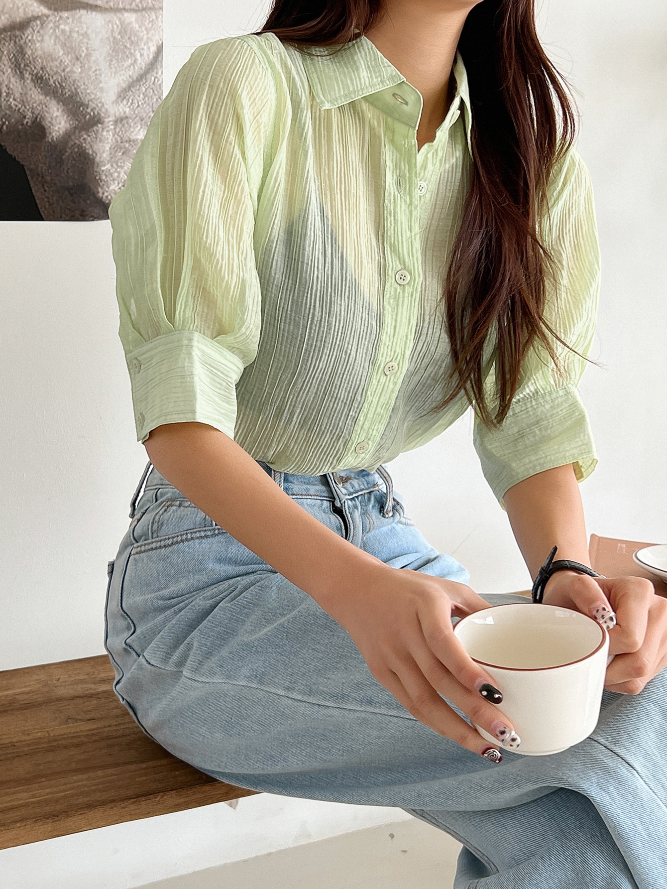 Dazy Solid Button Front Shirt Without Bra Shein Usa