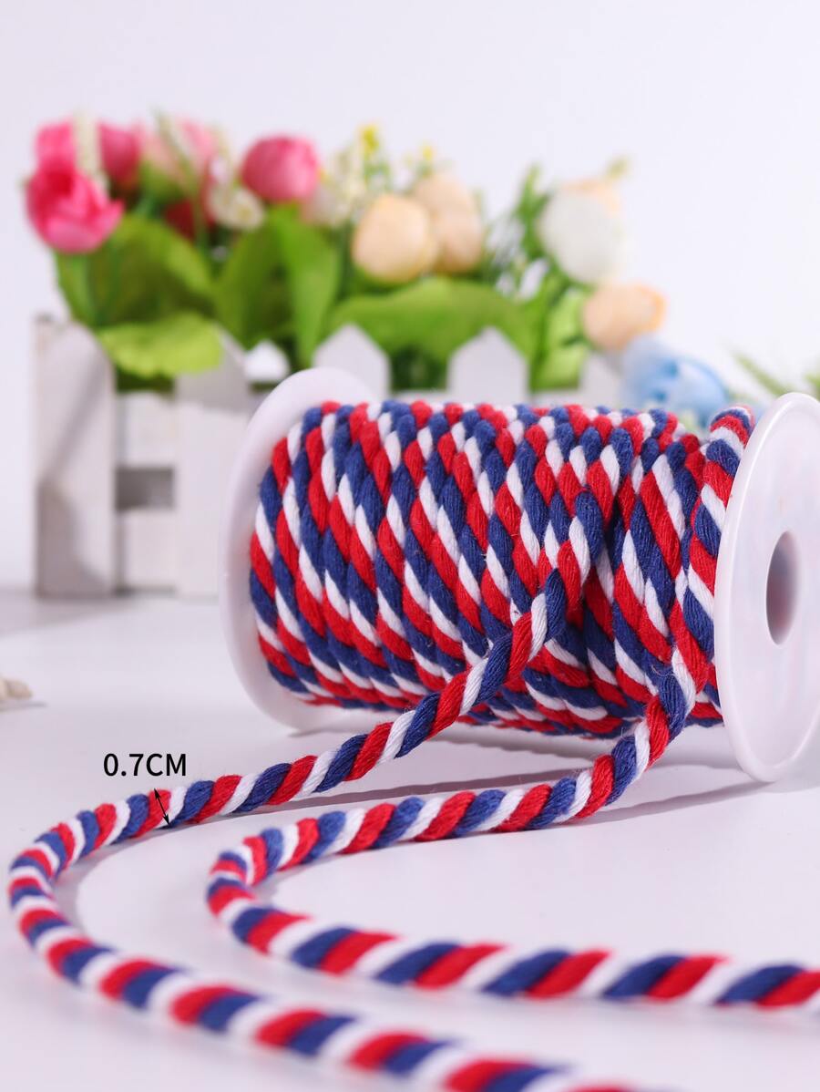 1pc Three Stranded Rope In Navy Blue, Red And White (assorted Colors ...