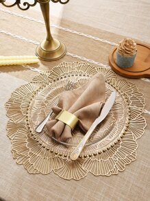 SHEIN X WOTP 1pc Gold Flower, Silver Gingko Leaf Patterned Pvc Placemat ...