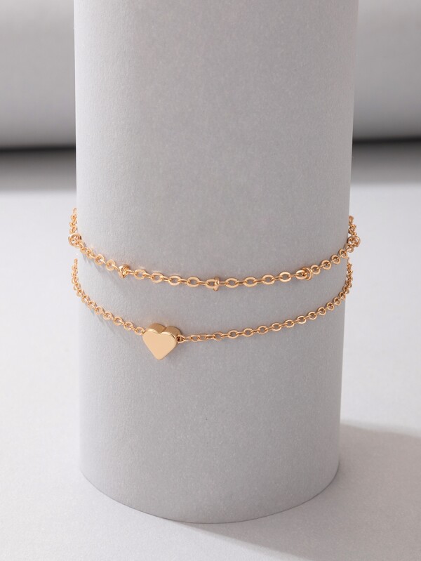 Heart Decor Layered Anklet | SHEIN USA