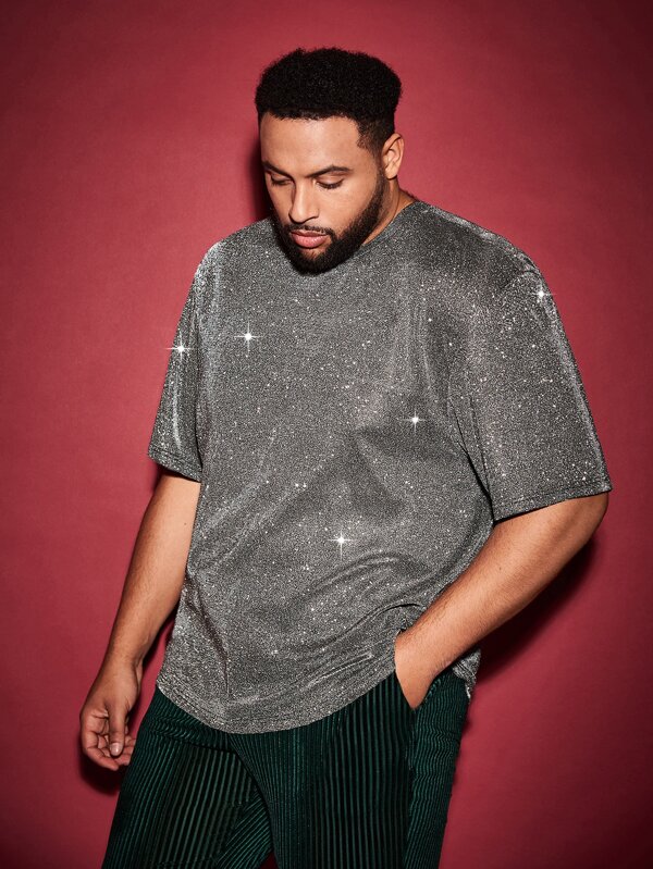 Manfinity AFTRDRK Men Glitter Round Neck Tee | SHEIN USA
