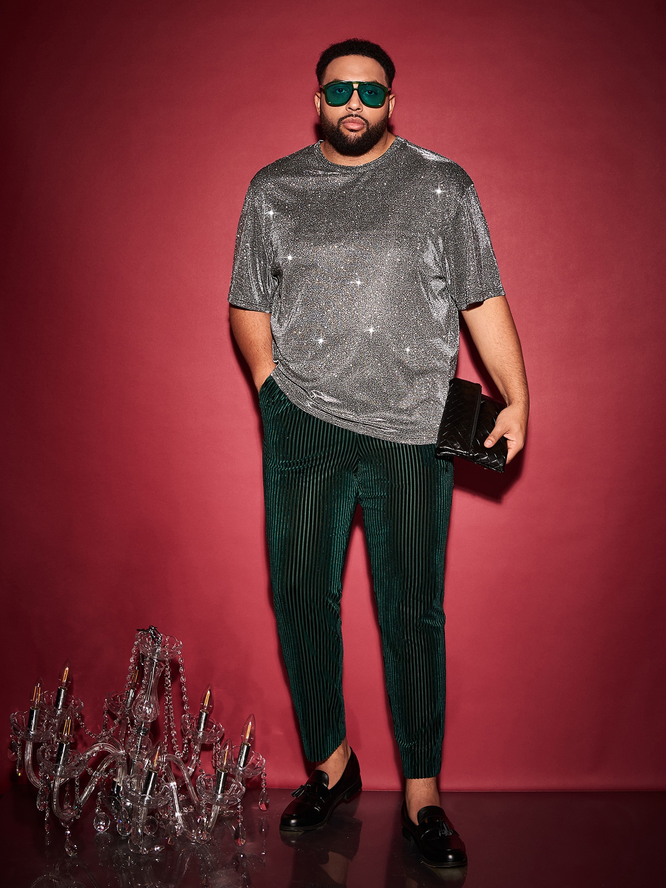 Manfinity AFTRDRK Men Glitter Round Neck Tee | SHEIN USA