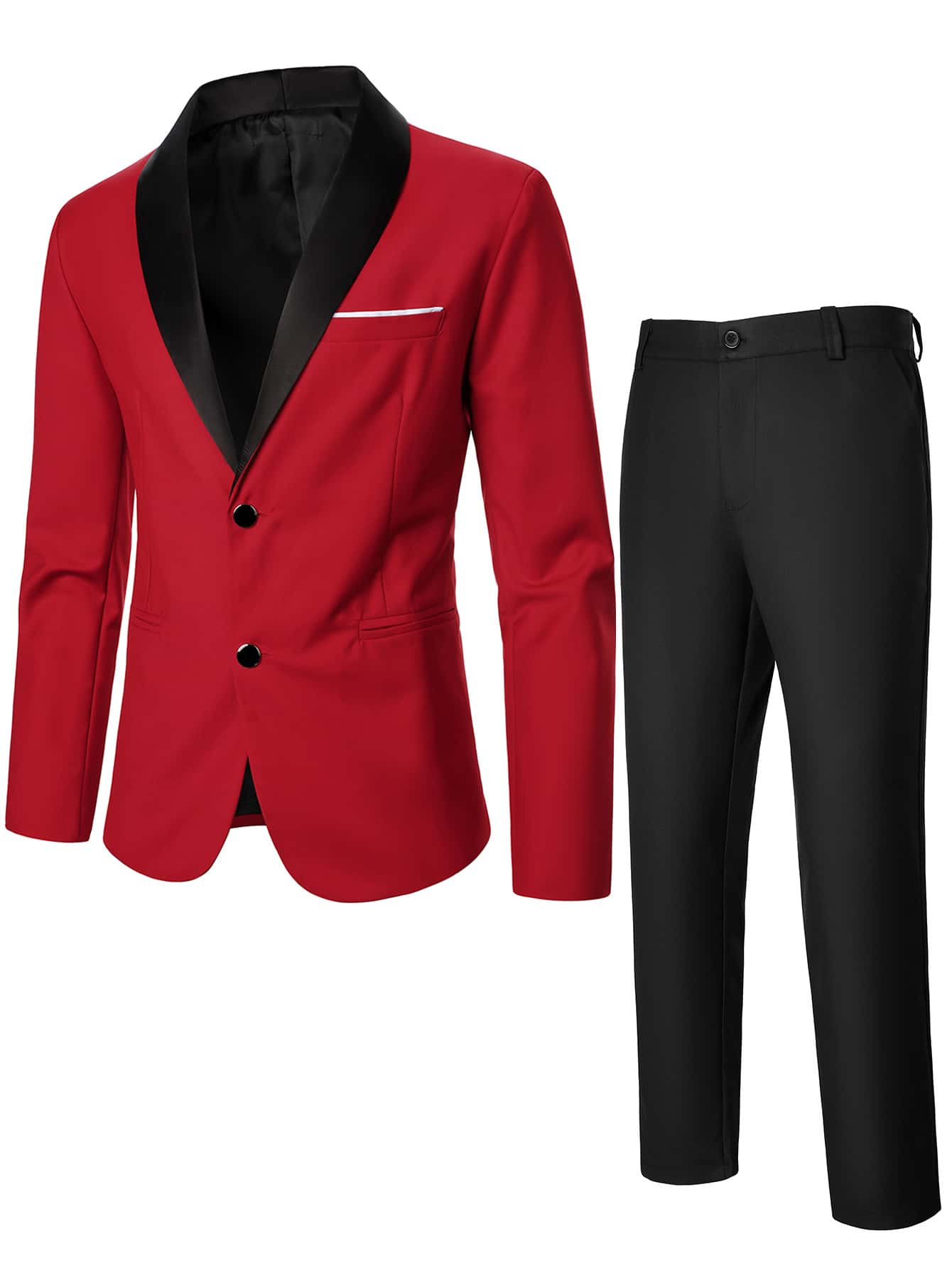 Manfinity Men 1pc Colorblock Shawl Collar Blazer & 1pc Suit Pants ...