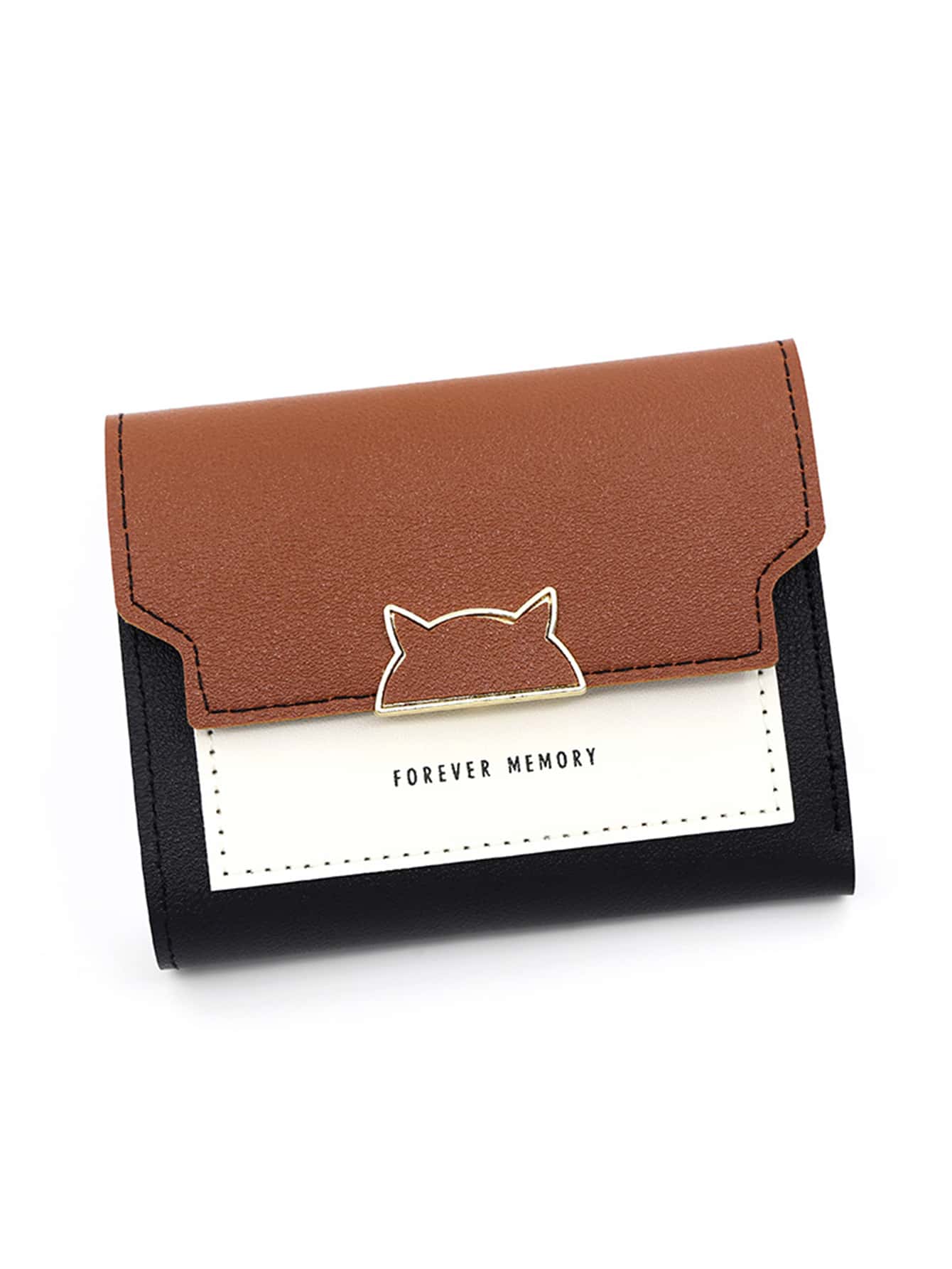 Color Block Cat Decor Small Wallet | SHEIN USA