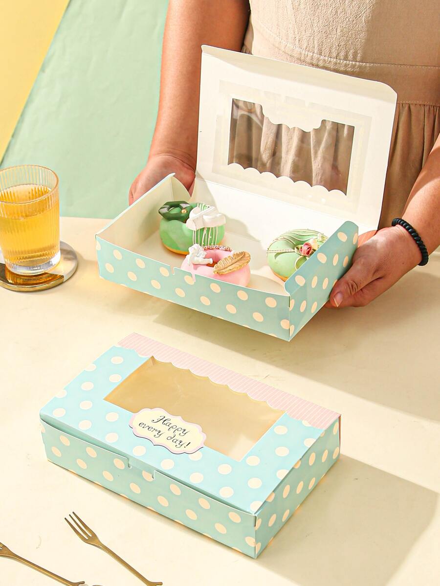 4pcs Polka Dot & Slogan Graphic Cake Packaging Box | SHEIN EUR
