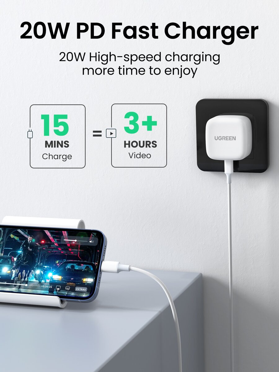 UGREEN PD 20W Fast Charger For Apple 20W USB-C Power Adapter IPhone ...
