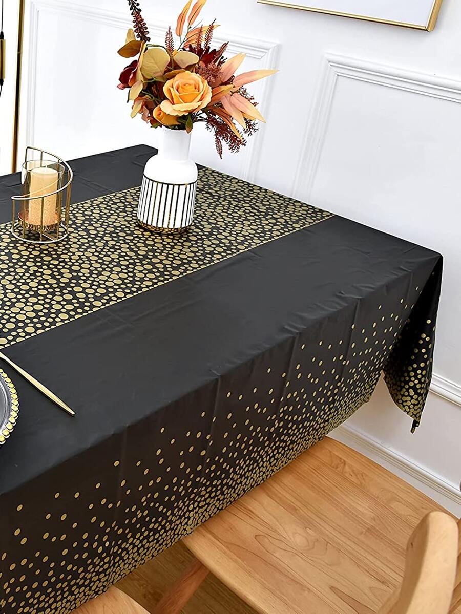 1pc Metallic Polka Dot Pattern Disposable Table Cover, Disposable ...