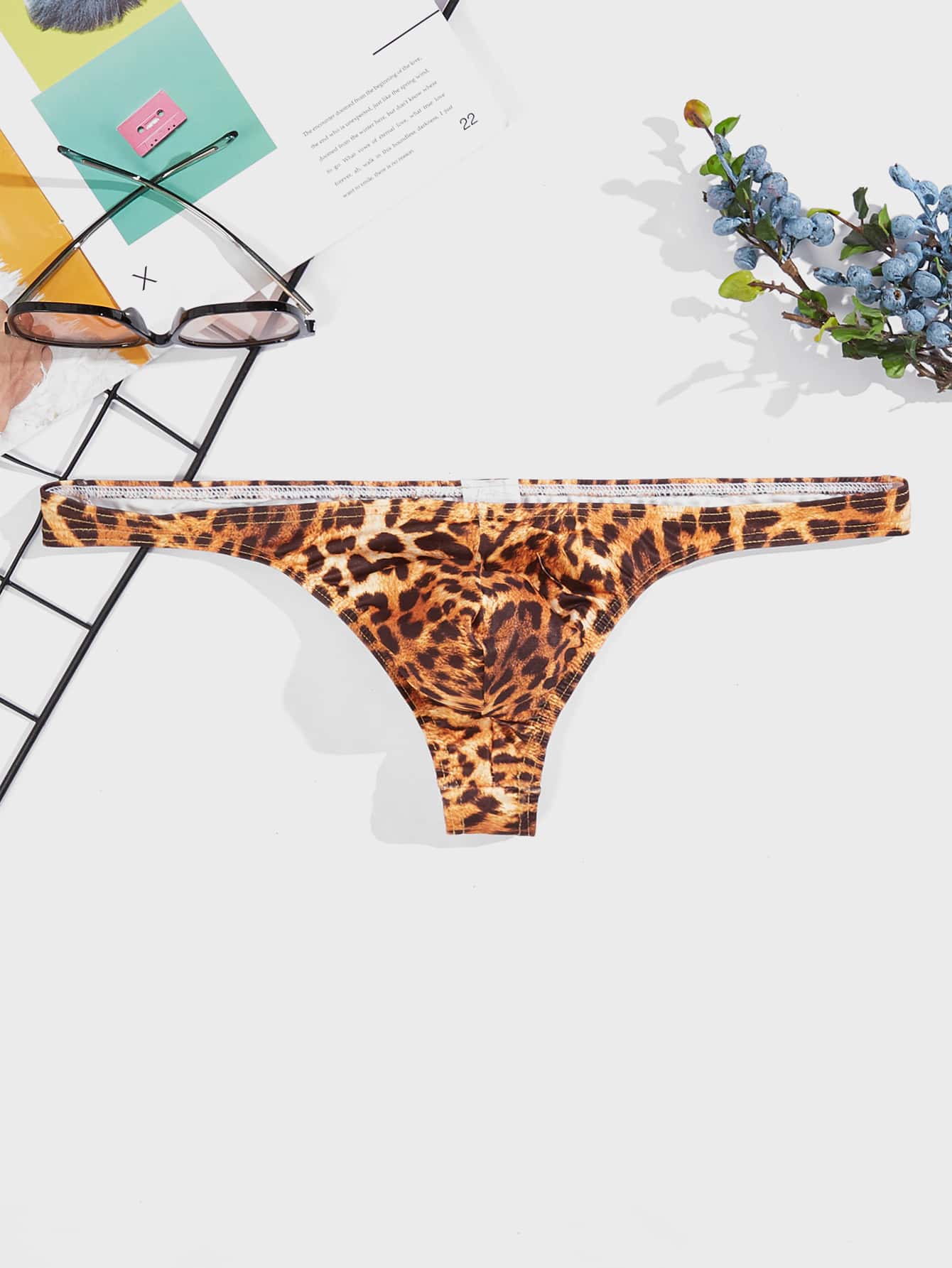 Extended Sizes Men Leopard Print Thong