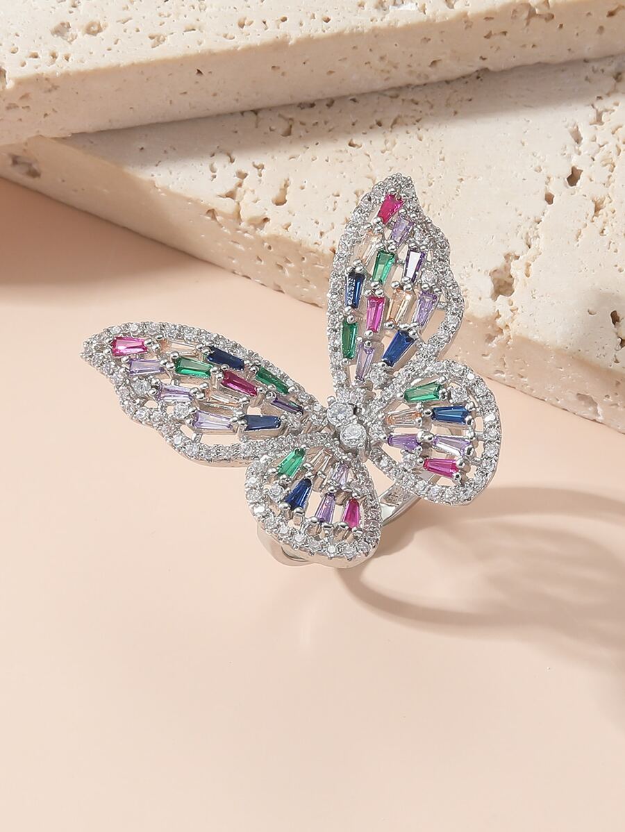 Cubic Zirconia Butterfly Decor Ring | SHEIN USA